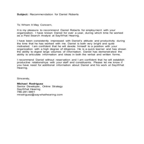 Recommendation letter | DOCX