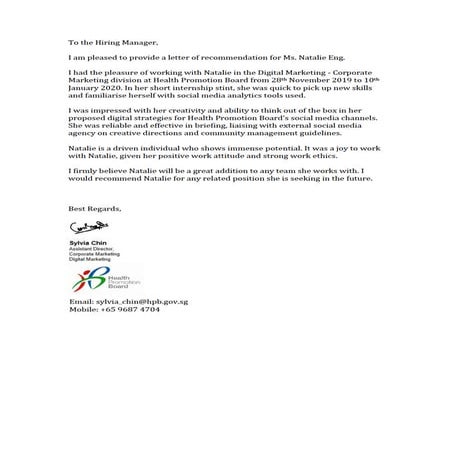 Letter of Recommendation - HPB | PDF