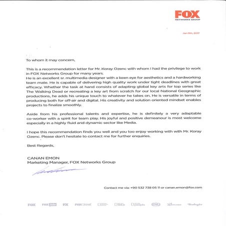 Recommendation Letter From Marketing Manager | PDF