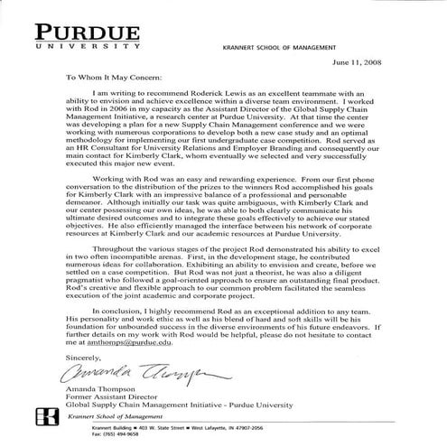 Recommendation letter purdue gscmi | PDF
