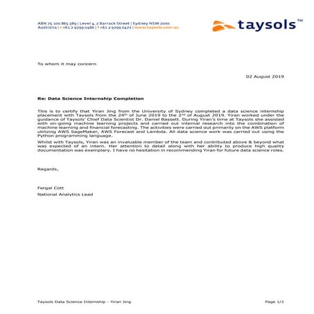 Recommendation letter taysols | PDF | Technology & Computing