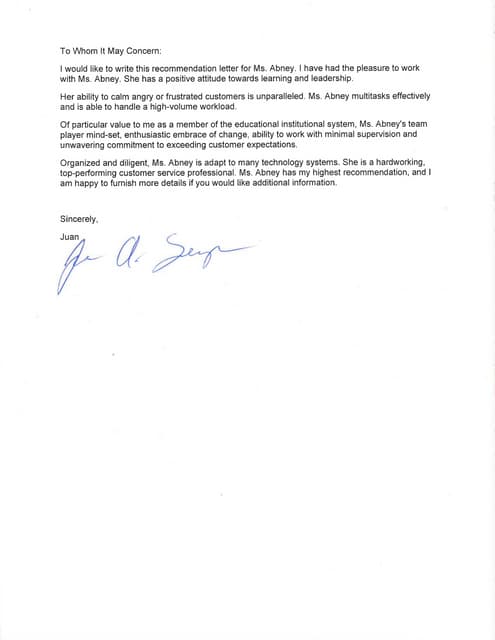 Dance Recommendation Letter | RTF