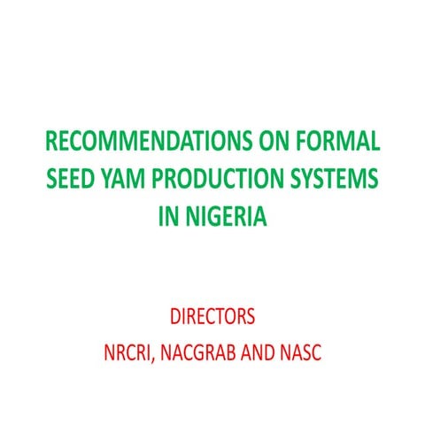 Recommendations on formal seed systems in Nigeria | PPTX