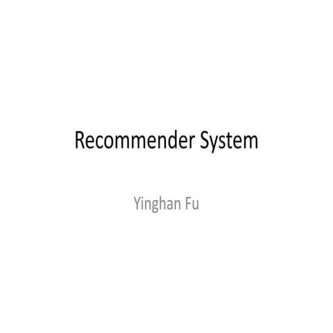 Recommender system | PPT