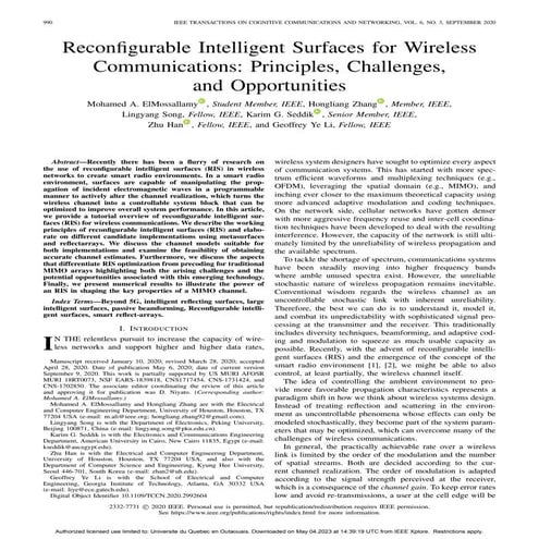 Reconfigurable Intelligent Surfaces For Wireless Communications Principles Challenges And