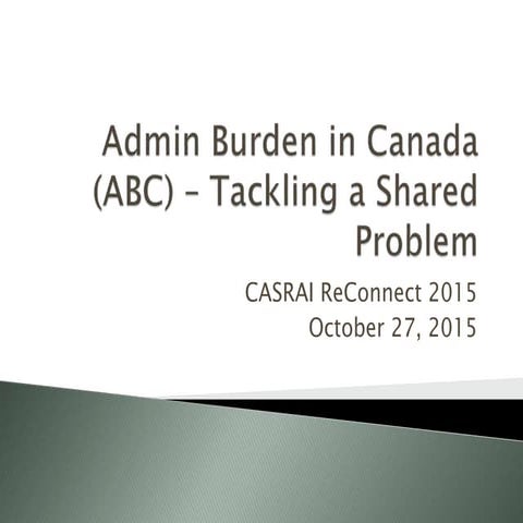 Launching the Admin Burden in Canada (ABC) Partnership Initiative ...