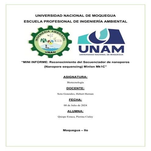 RECONOCIMIENTO DEL SECUENCIADOR DE NANOPOROS (NANOPORE SEQUENCING ...