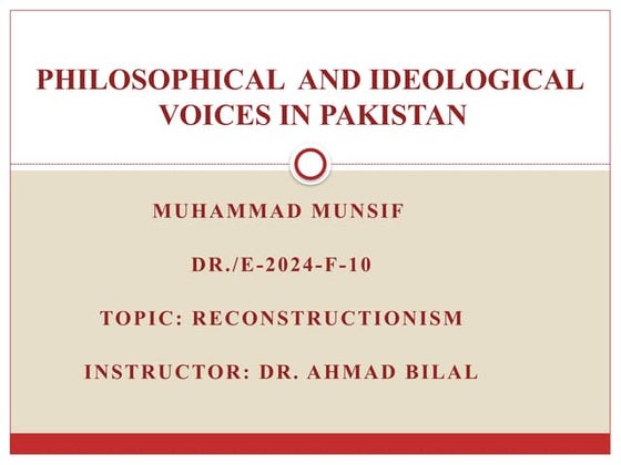 Reconstructionism, education and curriculum | PPTX