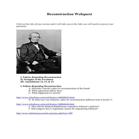 Reconstruction Webquest | DOC