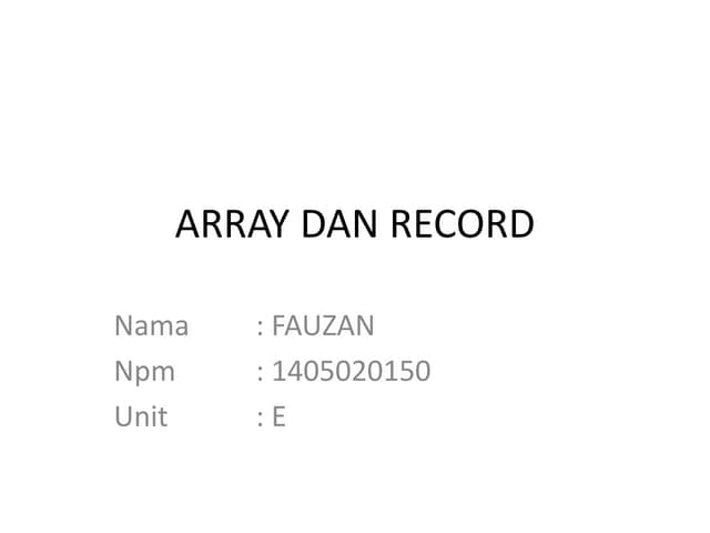 Record Dan Array Ppt