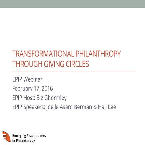 EPIP Webinar - Transformational Philanthropy through Giving Circles | PDF