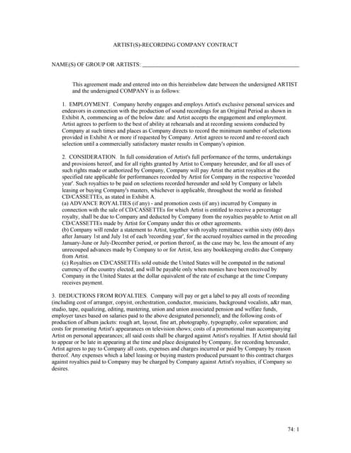 Artist recording contract | PDF