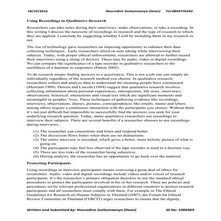 Using recordings in Qualitative research | PDF