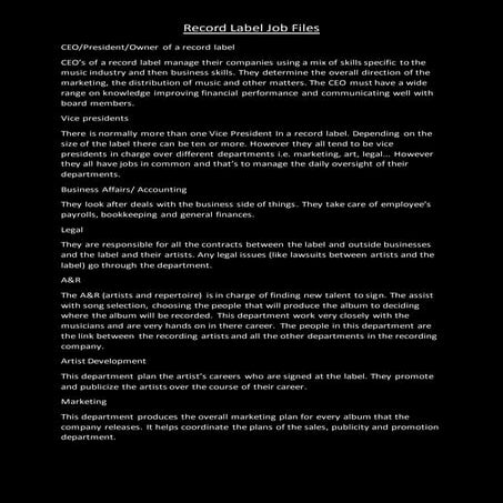 Record label job files | PDF