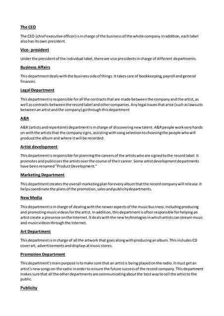 Record label roles | PDF