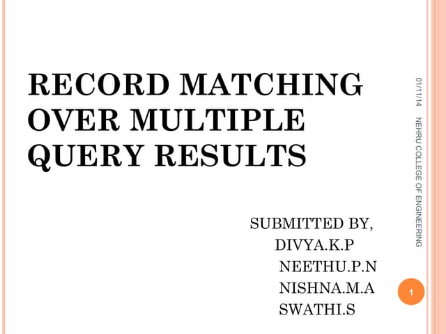 Record Matching Ppt Databases Computer Software And Applications 6228