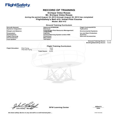 Record of training 2013 | PDF