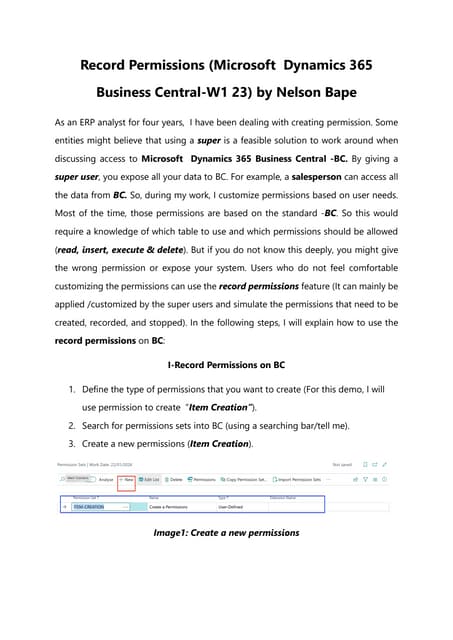 Record Permissions Microsoft Dynamics 365 Business Central W1 23 By Nelson Bape Pdf