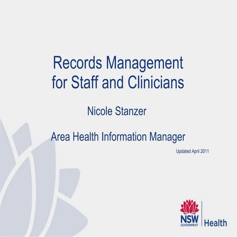 Records Management Principles for Community Health | PPT