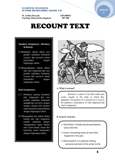 Recount text SMP kelas 8 | PPTX