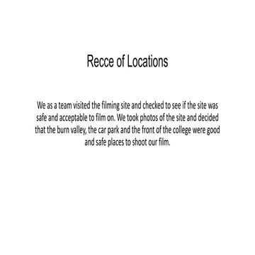 Recce of Location | PPT