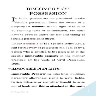 Recovery of possession Part-I | PDF