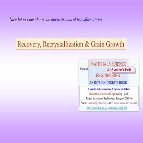 Recovery recrystallization grain_growth | PPT