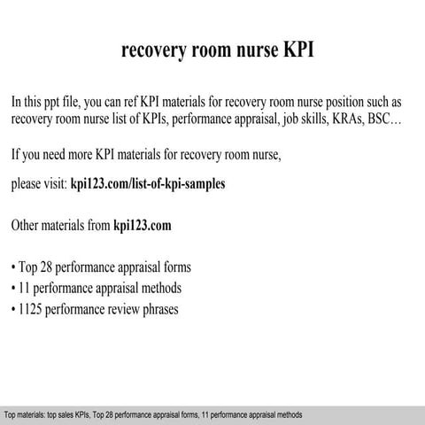 Recovery room nurse kpi | PPT