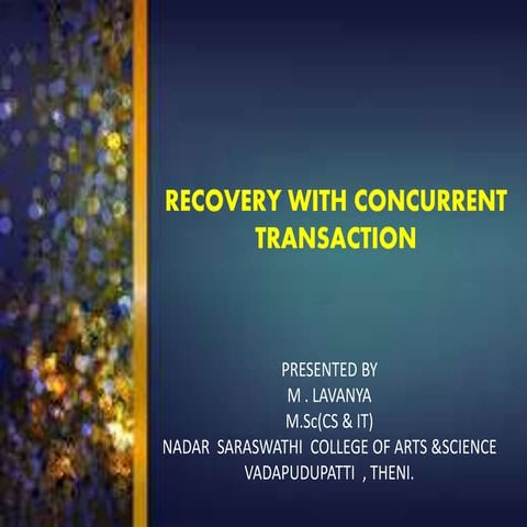 Recovery With Concurrent Transaction Pptx Databases Computer