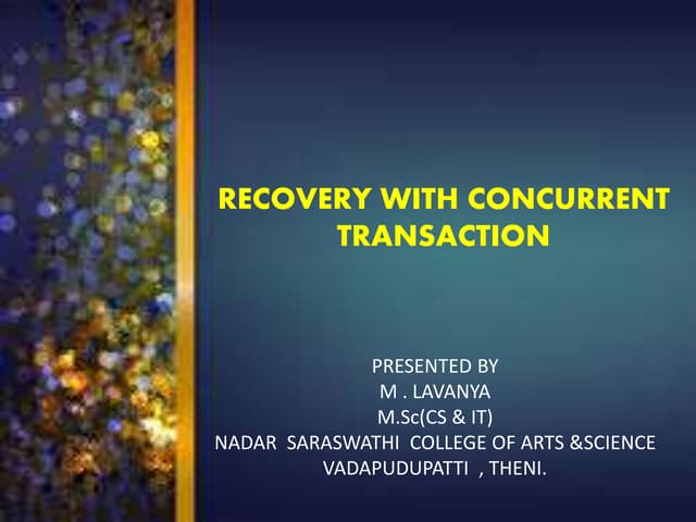 Recovery With Concurrent Transaction Pptx Databases Computer