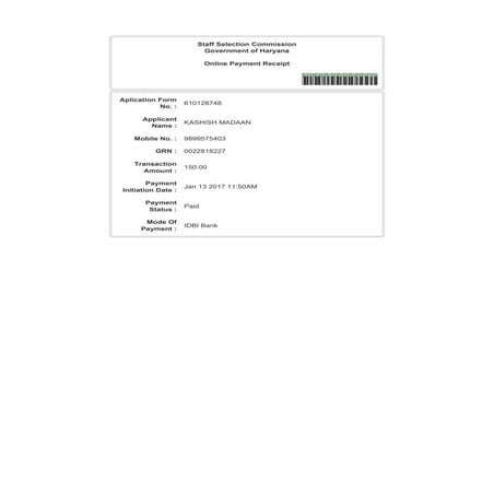 fee receipt of HSSC | PDF