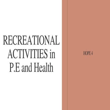 ACTIVITIES-AQUATIC recreational for PE subject | PPT