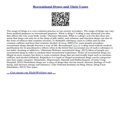 Recreational Drugs And Their Usage | PDF