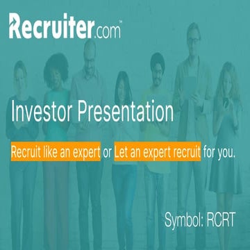 Recruiter.com Investor Overview July 2021 | PPT