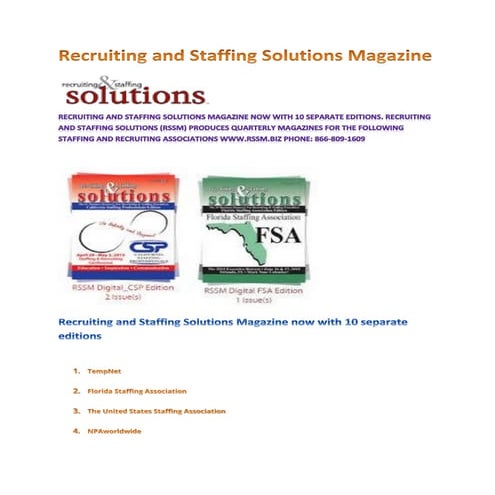 Recruiting and staffing solutions magazine | PDF