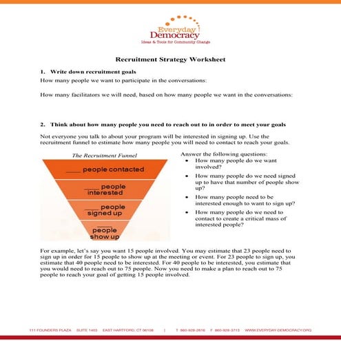 Recruitment Strategy Worksheets | DOC