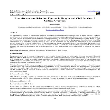 Recruitment and selection process in bangladesh civil service | PDF