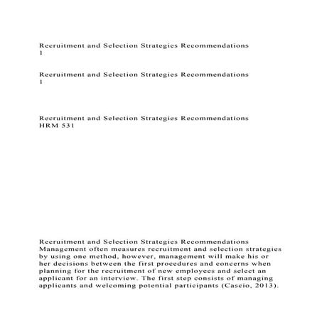 Recruitment and Selection Strategies Recommendations .docx
