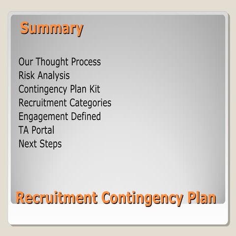 Recruitment contingency plan | PPT
