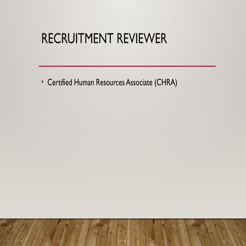 CHRA Reviewer on Recruitment and Selection | PPTX