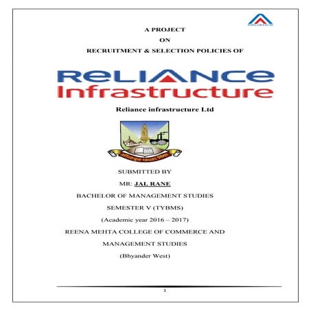 RECRUITMENT & SELECTION POLICIES OF RELIANCE By Jai Rane.pdf