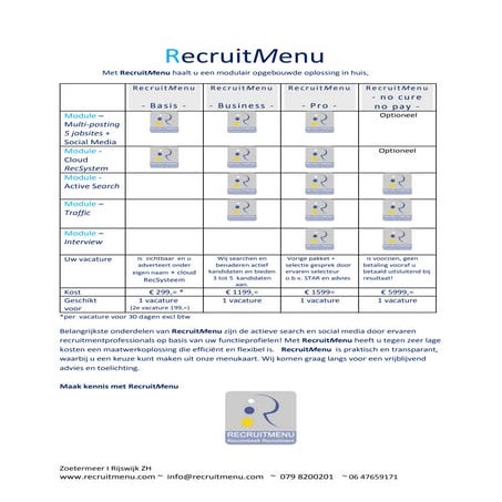 Recruit menu | PDF
