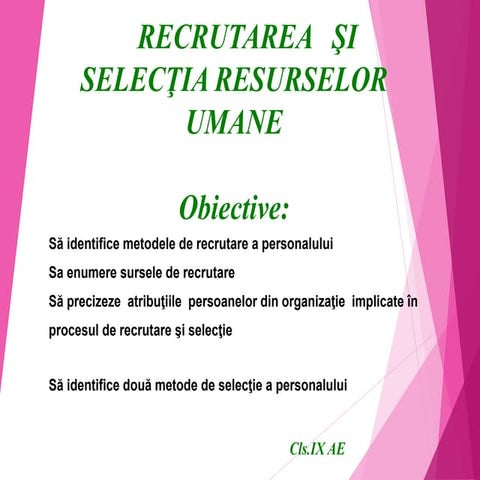 Recrutarea si selecia resurselor umane in intreprindere | PPT