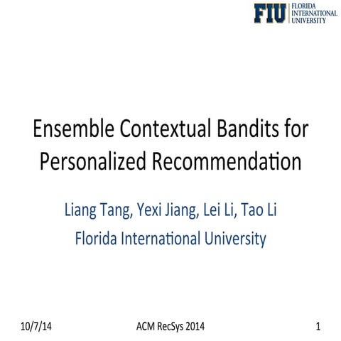 Ensemble Contextual Bandits for Personalized Recommendation | PDF