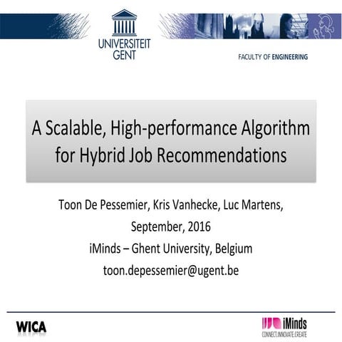 A Scalable, High-performance Algorithm for Hybrid Job Recommendations | PPT