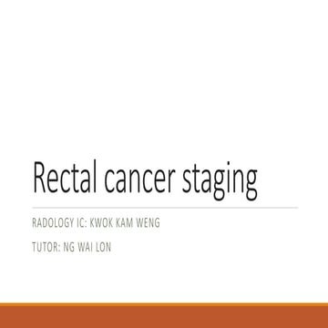 rectal cancer staging;Imaging for rectal cancer staging -Endoscopic ...