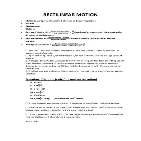 Rectilinear Motion | PDF