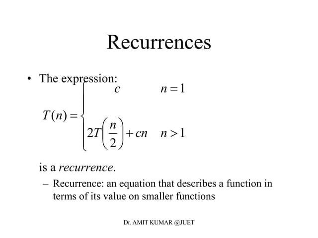 Recurrence And Master Theorem Ppt