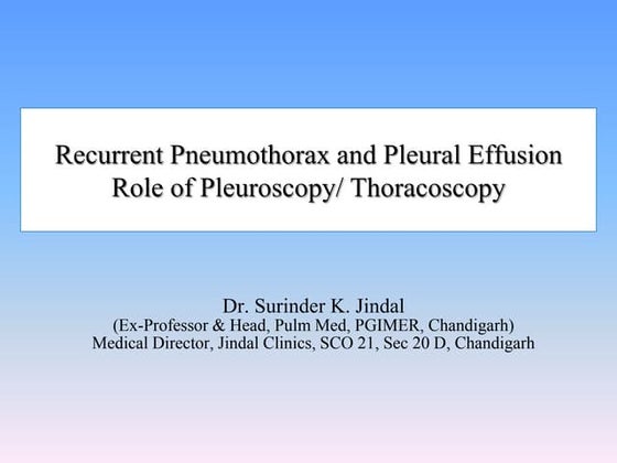 A Study of Role of Medical Thoracoscopy in Undiagnosed Pleural Effusion ...
