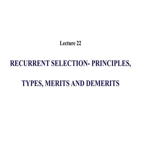 Recurrent Selection Ppt